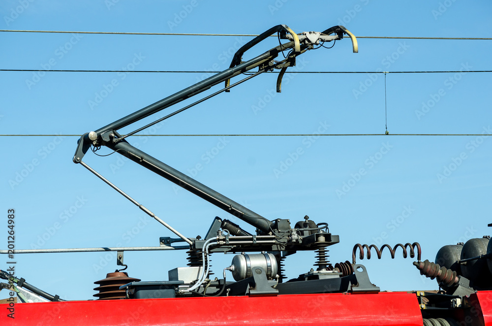 Poster Electric train trolley pole railway electrification overhead ...