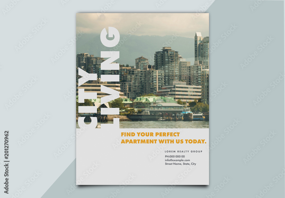 Flyer Layout with Large Sidebar Heading Text Stock Template | Adobe Stock