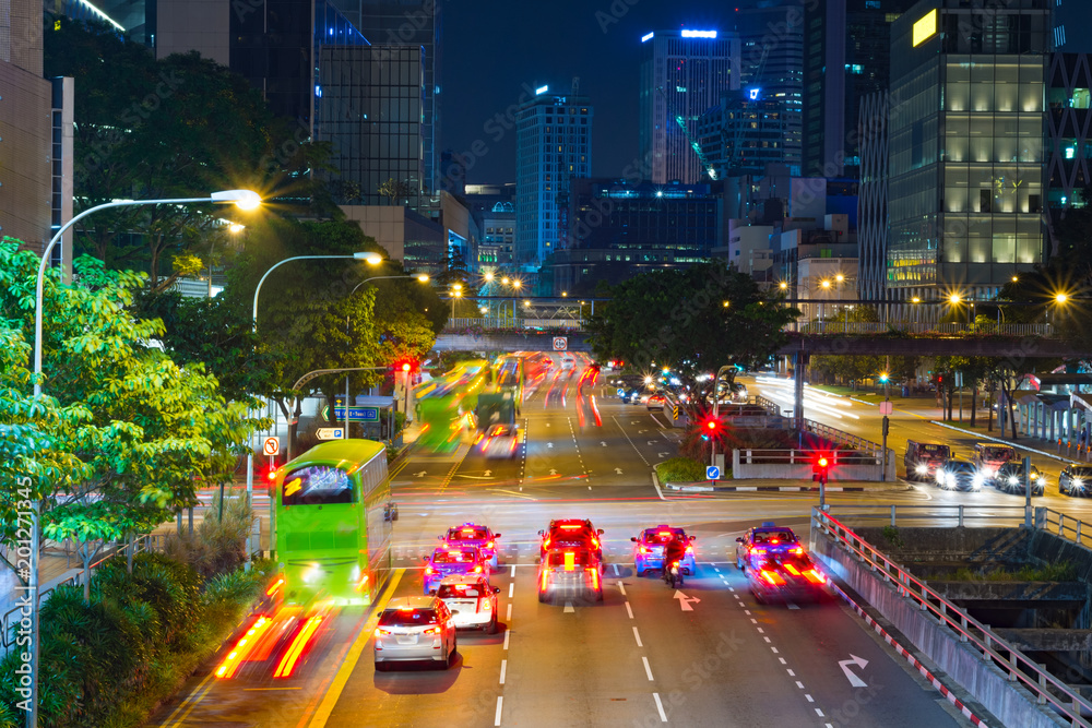 Singapore Streets At Night