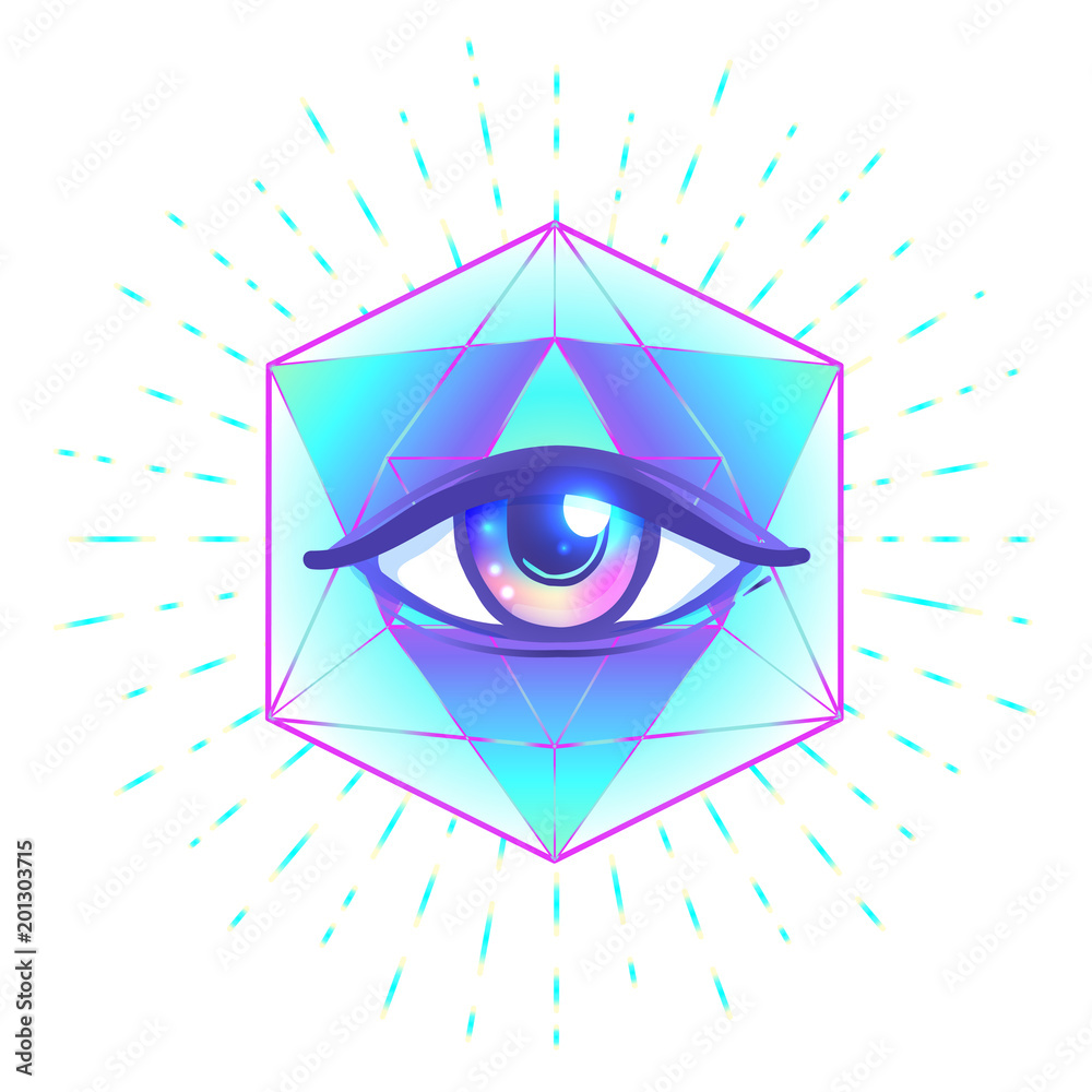 Tattoo flash. Eye of Providence. Masonic symbol. All seeing eye inside ...