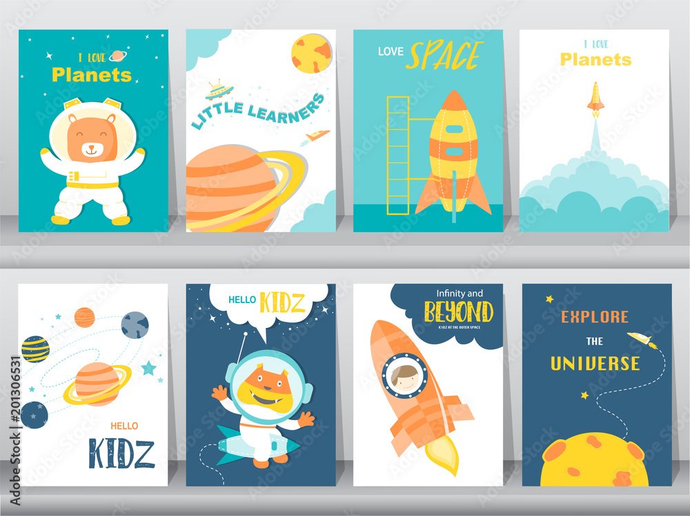 Set of cute animals poster,Design for kid cards,Vector illustrations ...