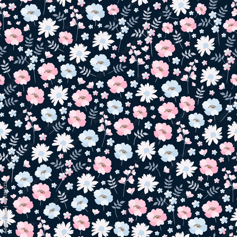 Pink And Blue Flower Pattern