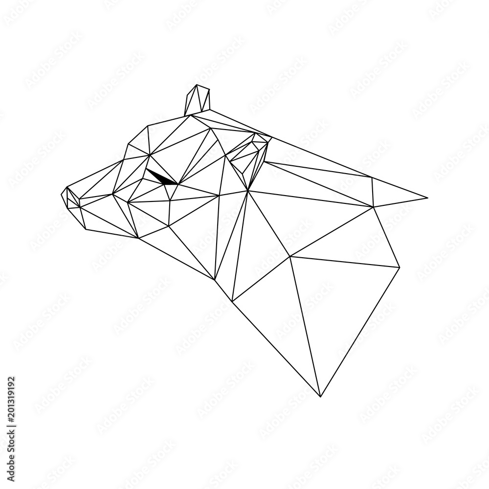 Geometric low-poly bear banner. Abstract outline polygonal animal ...