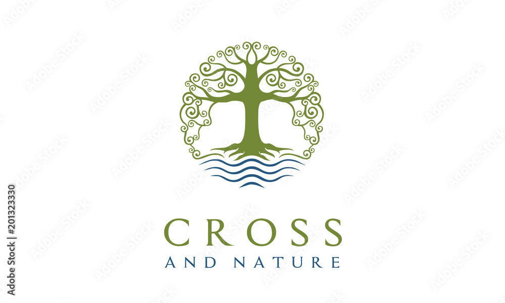 Tree of Life Nature Church Christian Jesus Cross Plant Root logo design ...