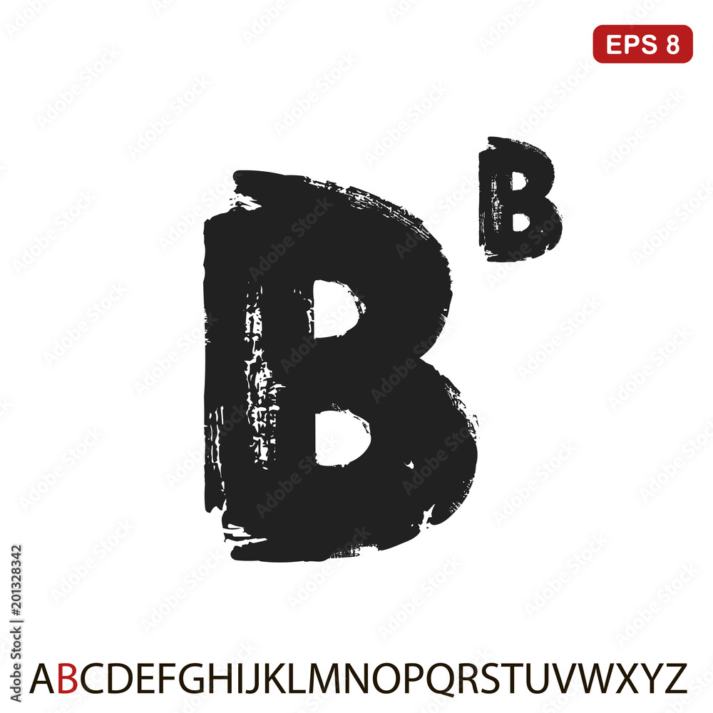 Black capital handwritten vector letter "B" on a white background ...