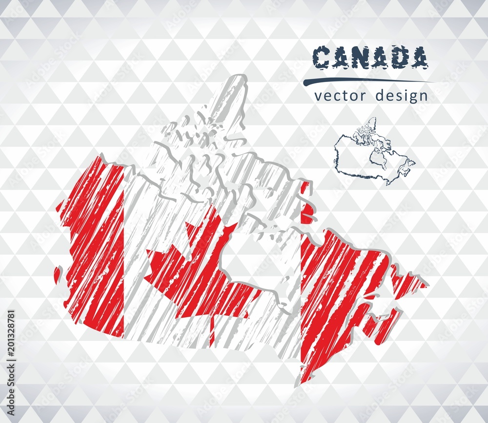 Map of Canada with hand drawn sketch pen map inside. Vector ...