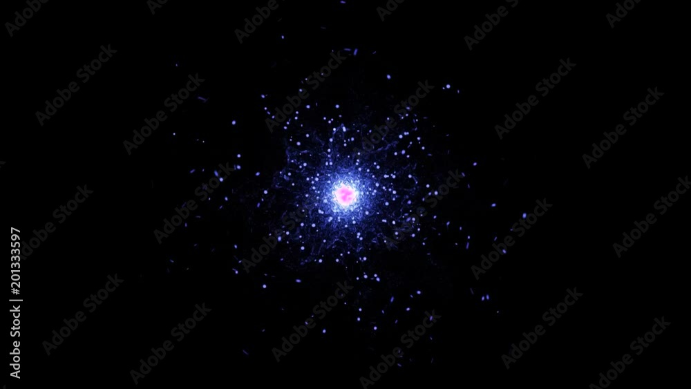 Particle magic explosion animation. Abstract neon futuristic glowing ...