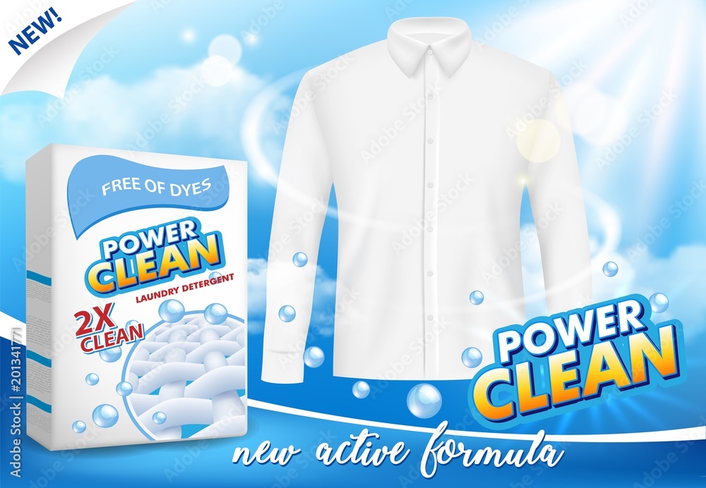 Washing powder advertising vector realistic illustration Stock Vector ...