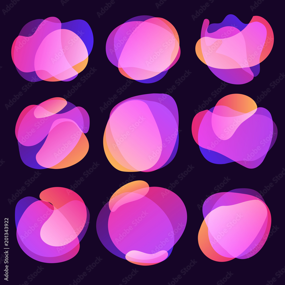 Abstract blur free form shapes color gradient iridescent colors effect ...