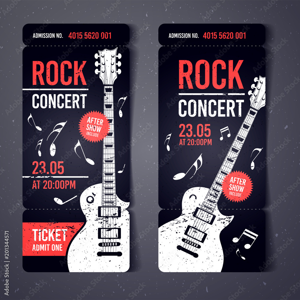 vector illustration black rock concert ticket design template with ...