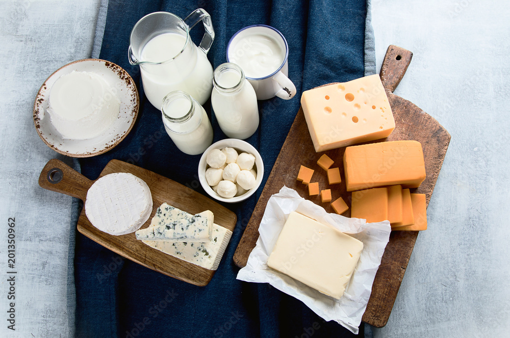 Different types of dairy products Stock Photo | Adobe Stock