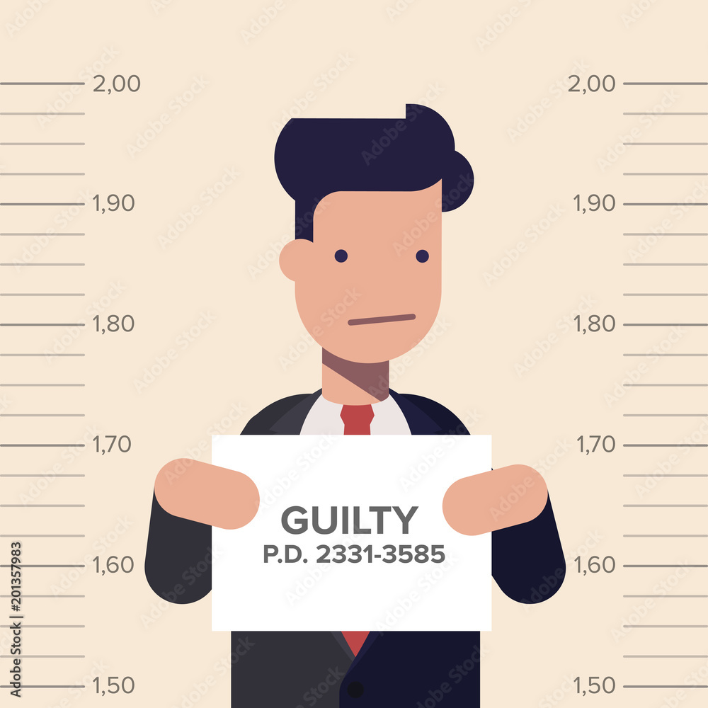 Caught guilty businessman or manager with ID signs on his hand. Concept ...
