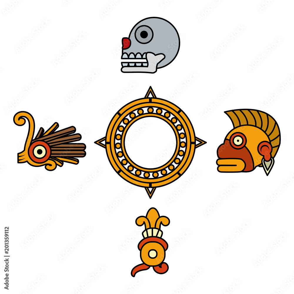 color indigenous traditional culture native symbols Stock Vector ...