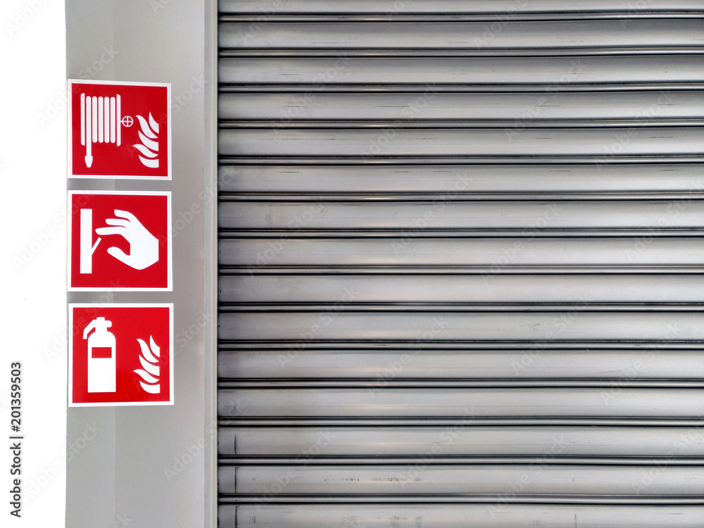 Real-use standard fire symbol labels, fire hose, fire switch, Dry ...