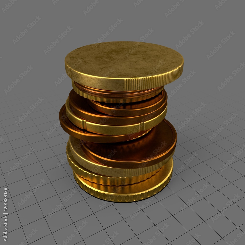 Stack of coins Stock 3D asset | Adobe Stock