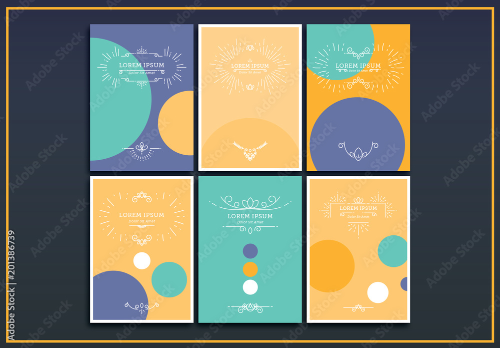 6 Greeting Card Layouts with Colorful Circles Stock Template | Adobe Stock