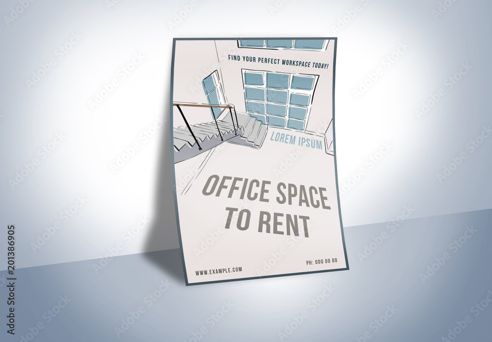 Poster Layout with Interior Room Illustration Stock Template | Adobe Stock