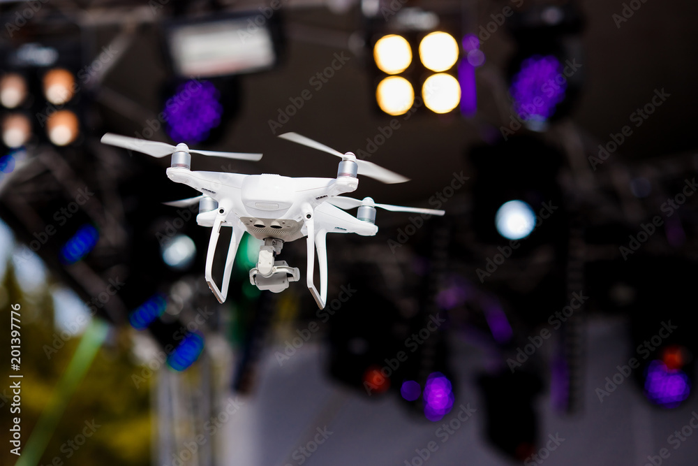 Stockfoto Drone quad copter on radio control fly and takes photos and ...