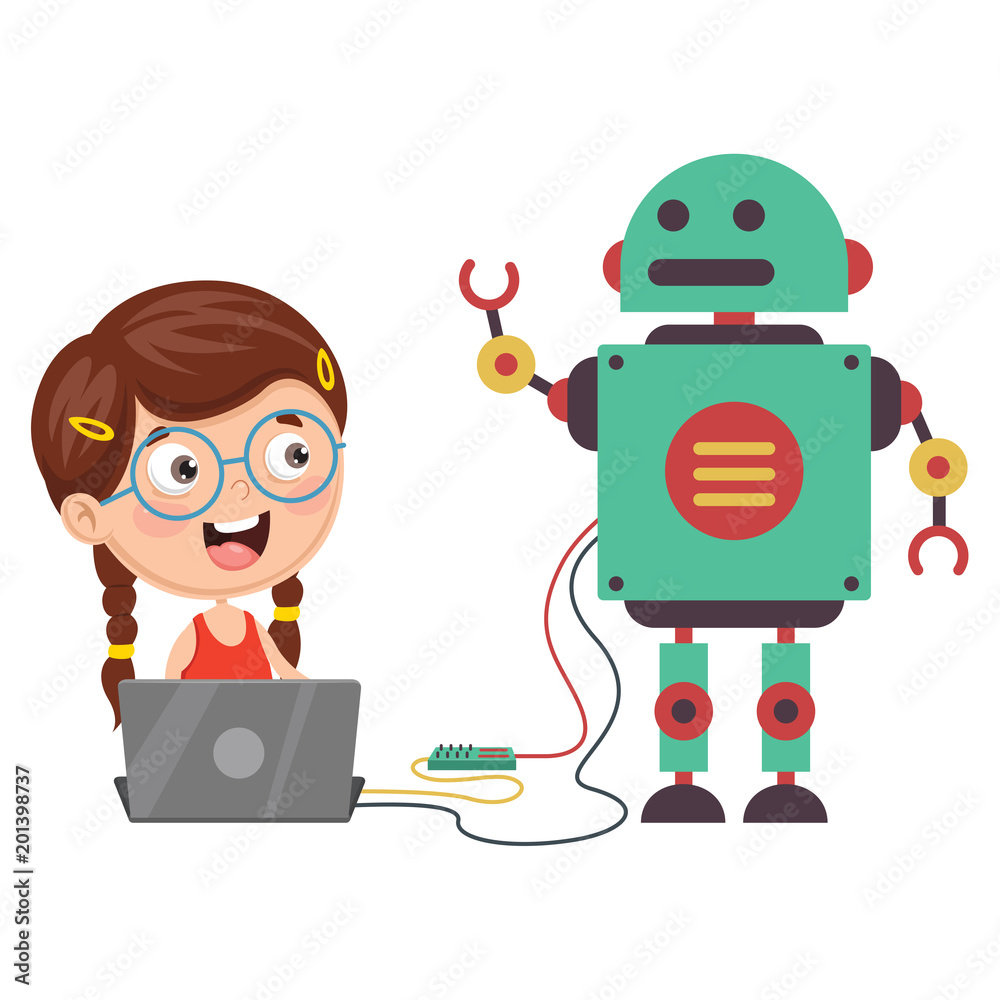 Vector Illustration Of Flat Robot Stock Vector | Adobe Stock