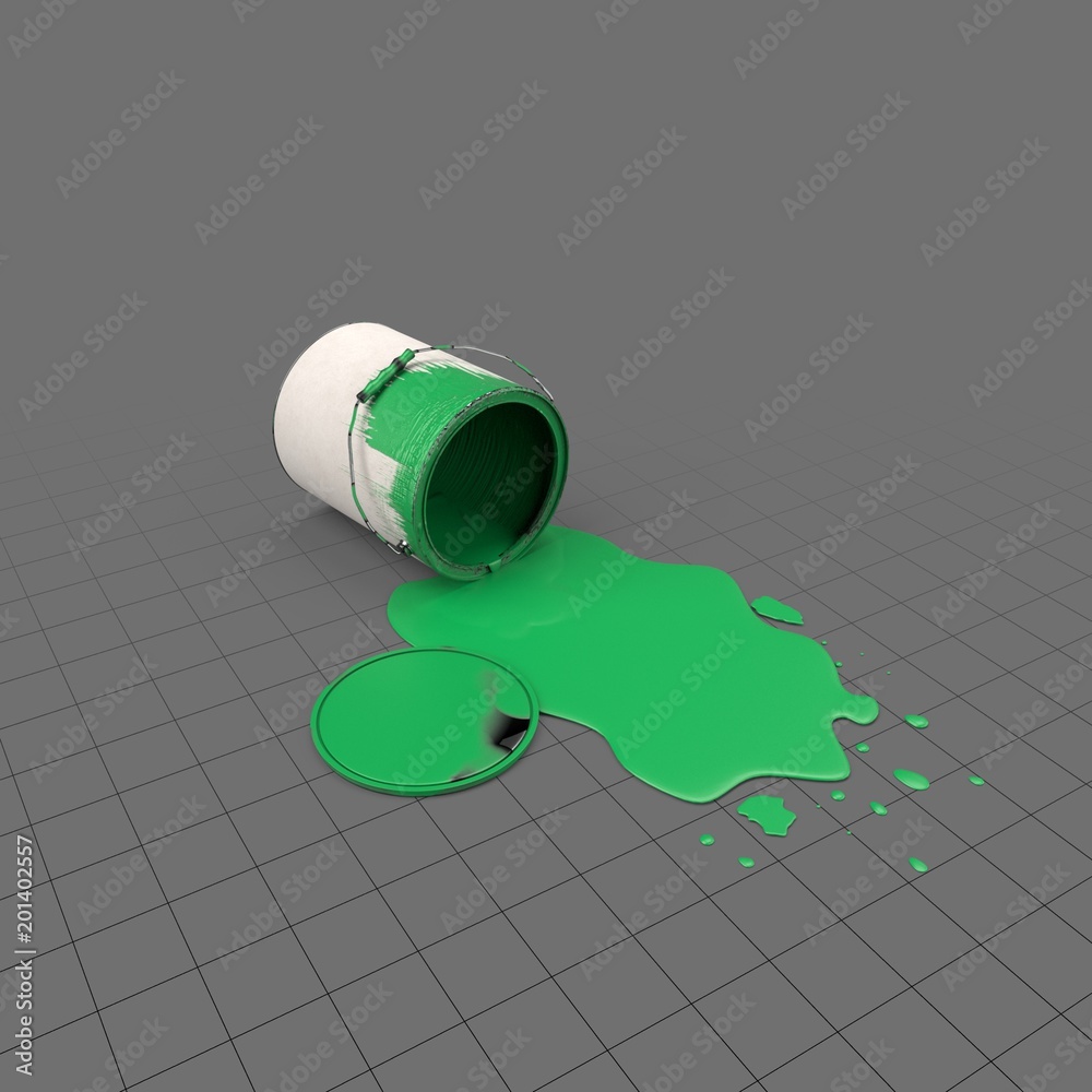 Can of paint spilling Stock 3D asset | Adobe Stock