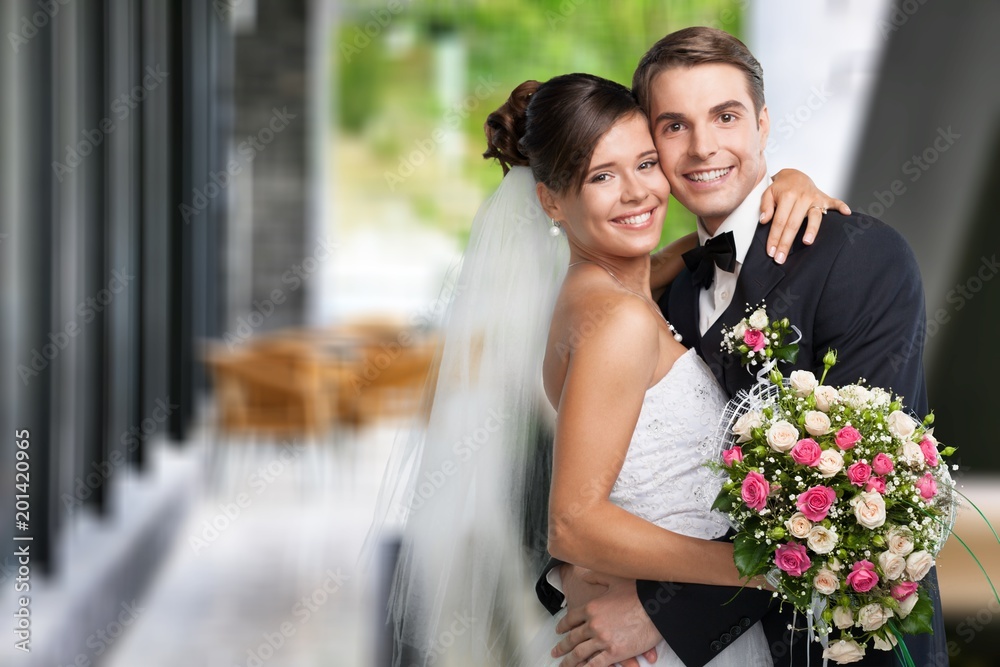 Happy just married couple Stock Photo | Adobe Stock