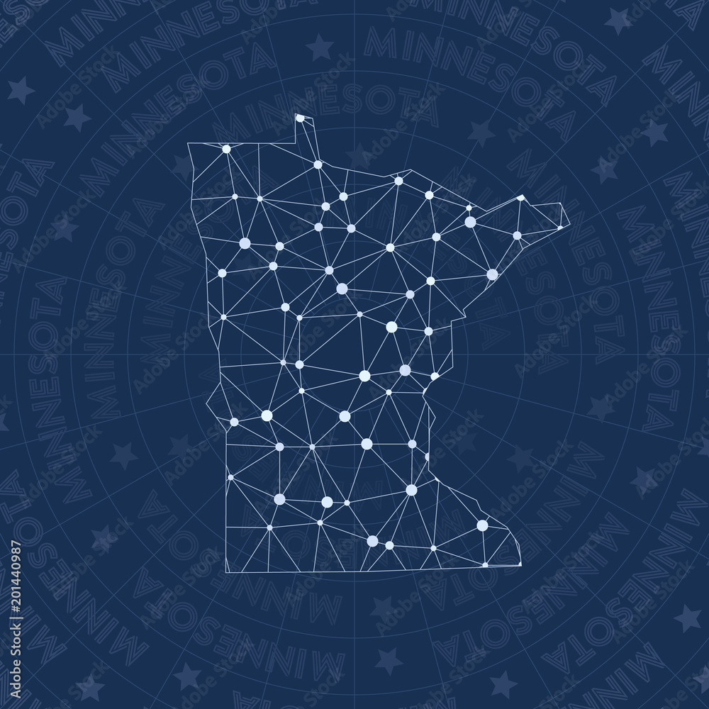 Minnesota network, constellation style us state map. Wonderful space ...