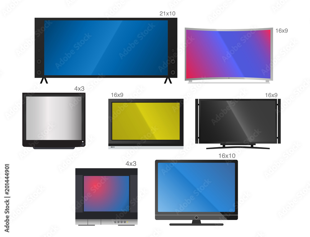 TV vector screen lcd monitor and notebook, tablet computer, retro ...