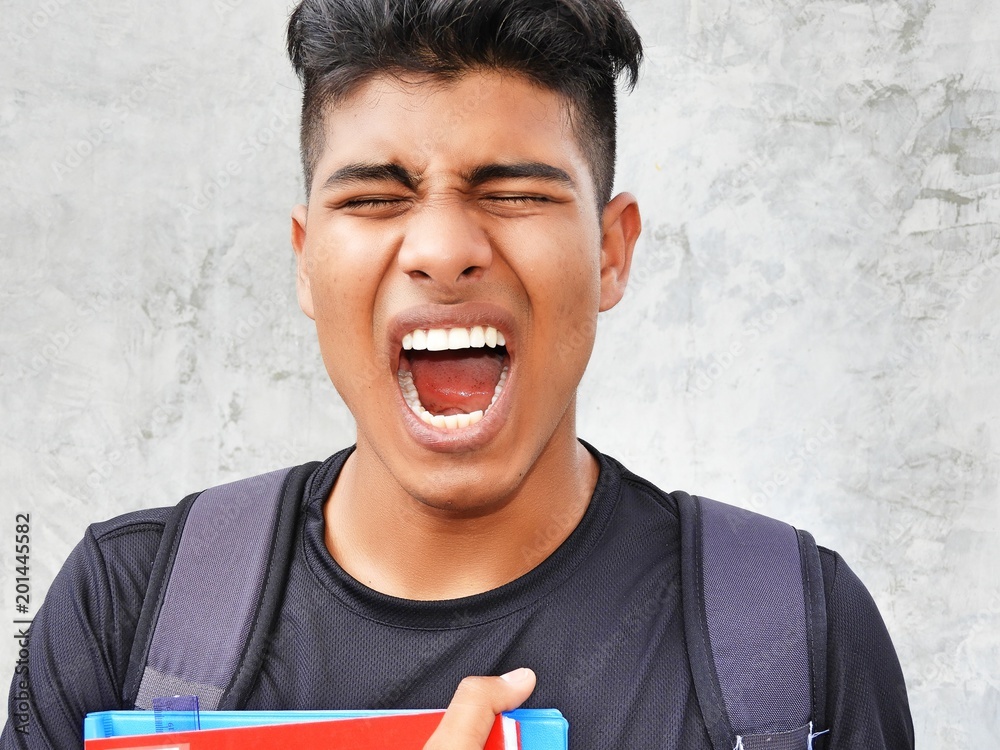 Hispanic Boy Student Under Stress Stock Photo | Adobe Stock