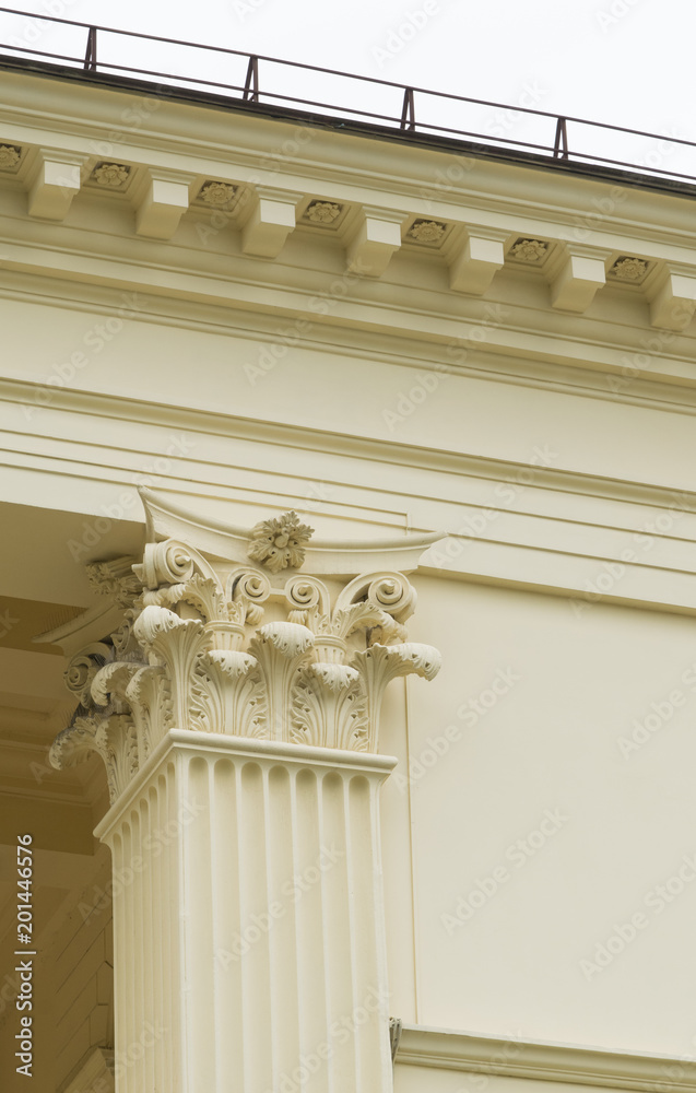Architecture, elements of columns, echine, currency, balustra. The ...