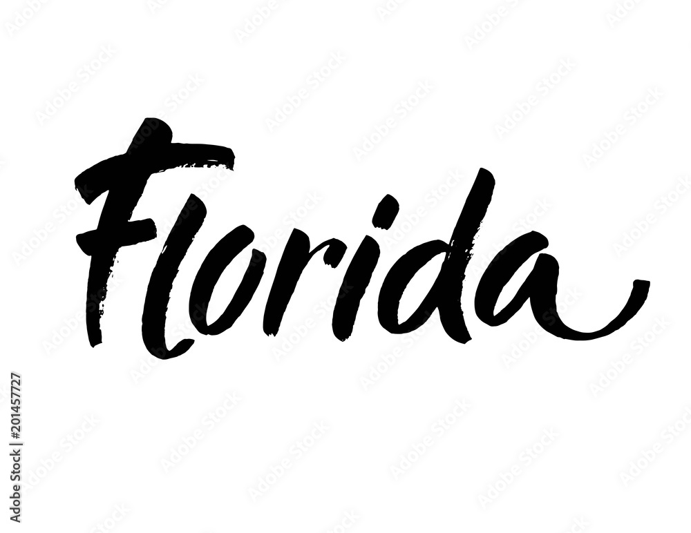 Florida. Modern Calligraphy Hand Lettering for Serigraphy Print Modern ...