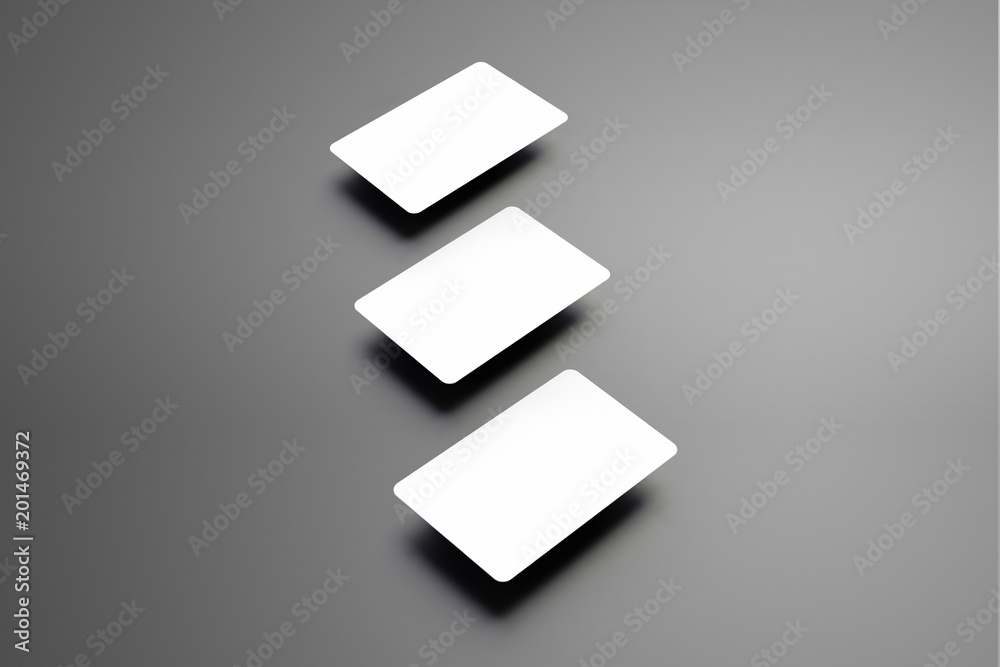 Universal blank template of three bank (gift) card on a background ...