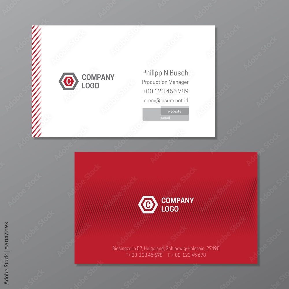 Red and White Name card or business card template. Elegant and clean ...