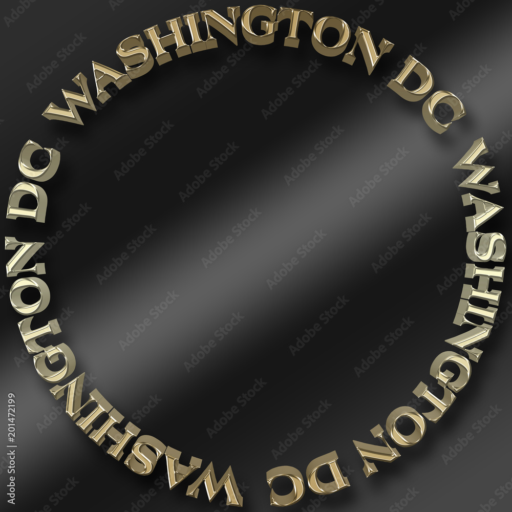 Stock Illustration - Shiny Golden Text: Washington DC, 3D Illustration ...