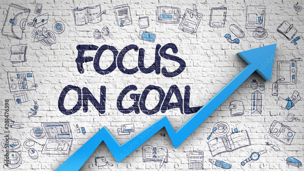 Focus On Goal Drawn on White Brickwall. 3d Stock Illustration | Adobe Stock