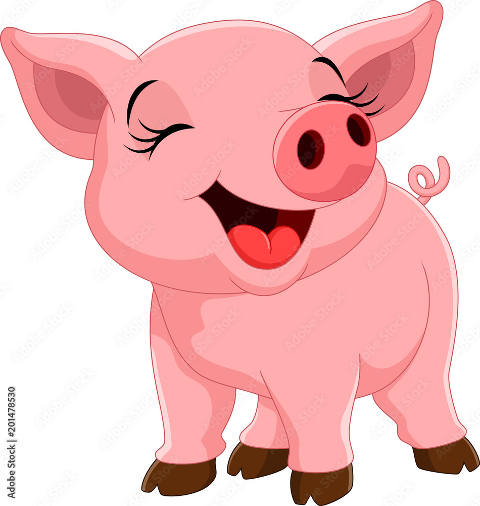 Vector illustration of cute pig cartoon isolated on white background ...