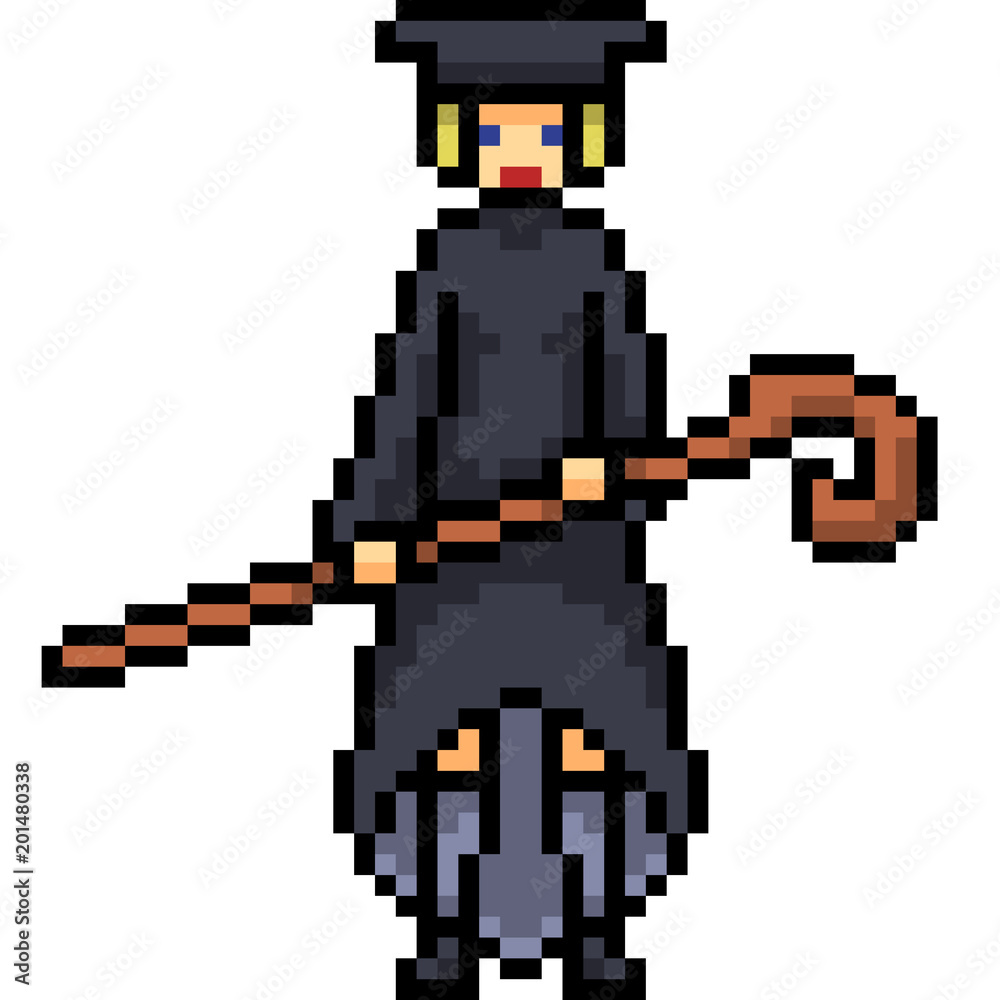 vector pixel art wizard Stock Vector | Adobe Stock