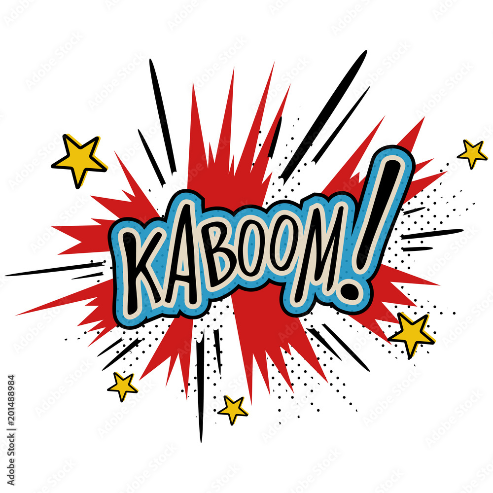 Comic sound effect cartoon expression with text "Kaboom!". Bubble ...