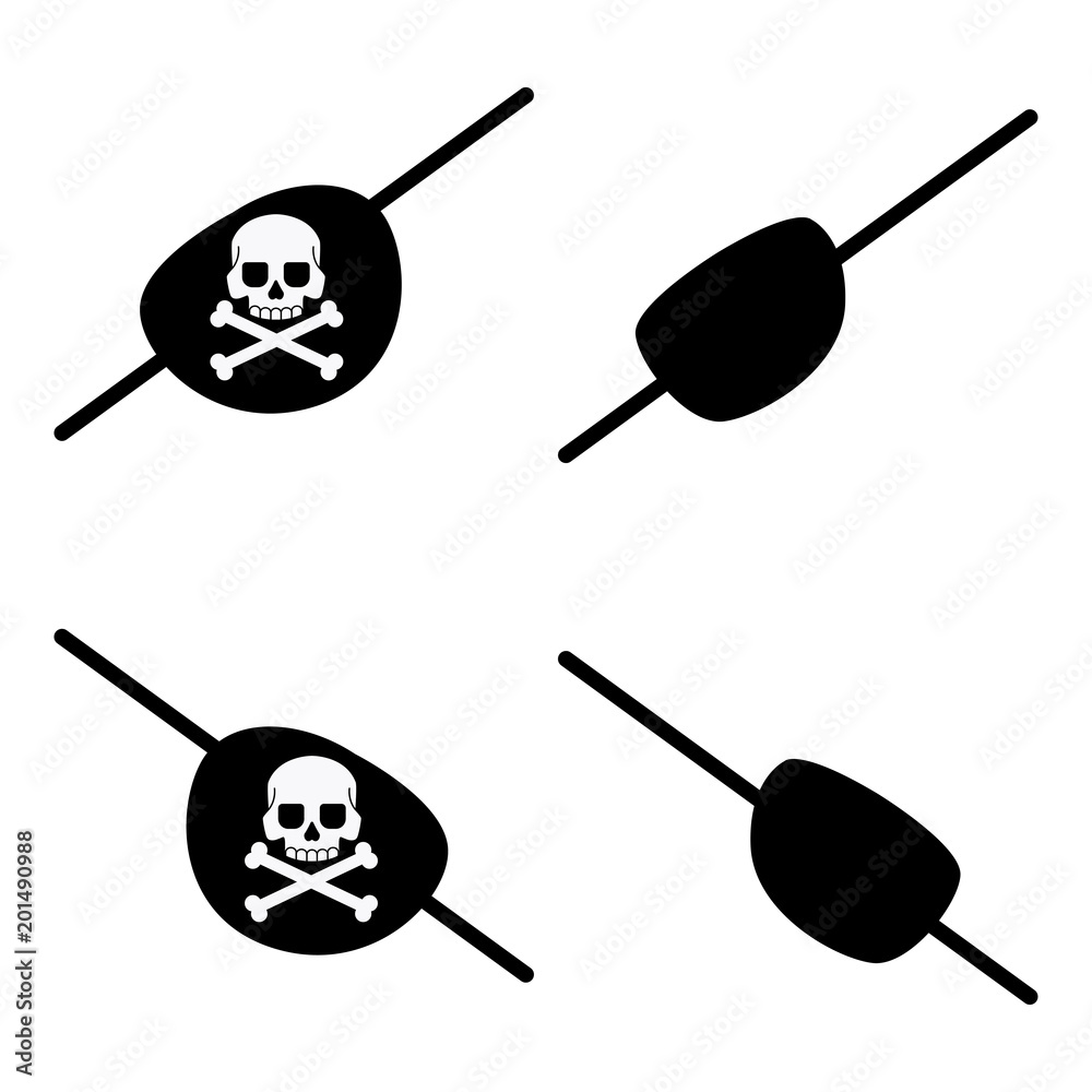 Black pirate eye bandage with a skull and crossbones for the left and ...