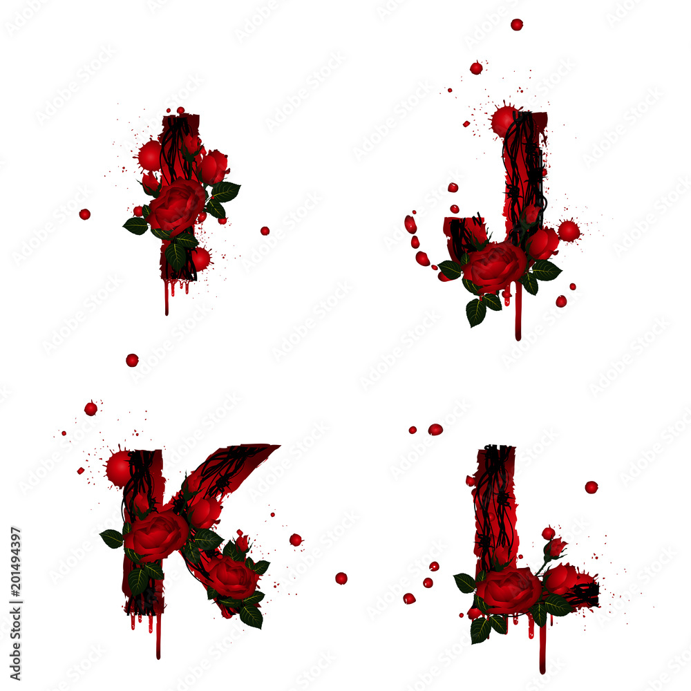 Letter A-Z vector alphabet with rose flower. ABC concept type as logo ...