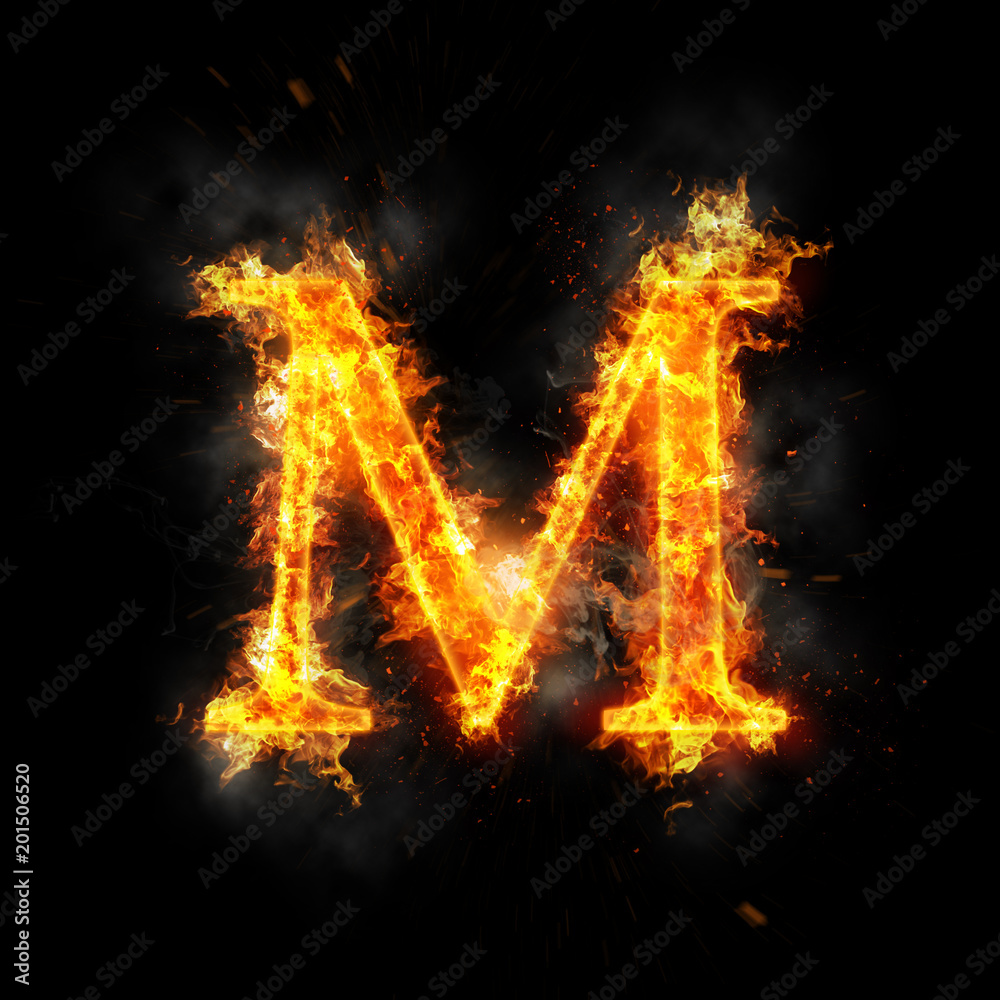 Fire letter M of burning flame. Stock Illustration | Adobe Stock
