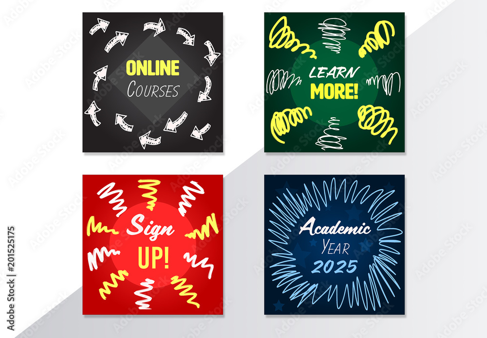 4 Doodle Style Social Media Post Layouts Stock Template | Adobe Stock