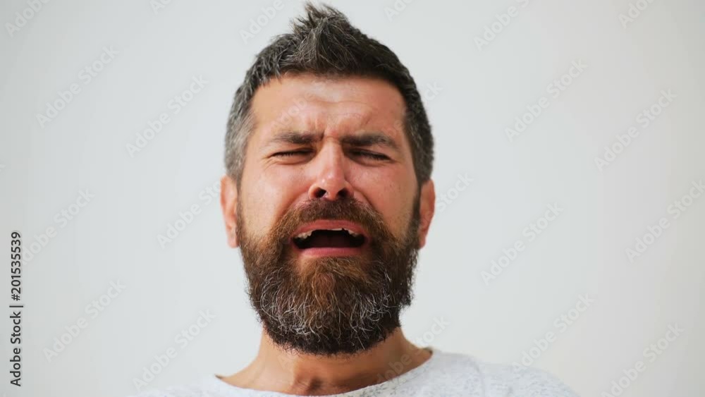 Video „Male facial emotions. Bearded man with different expressions ...