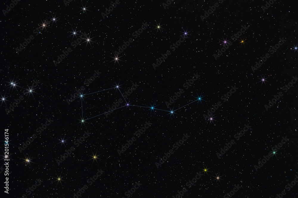 constellation of a great bear in the endless expanse of the night sky ...