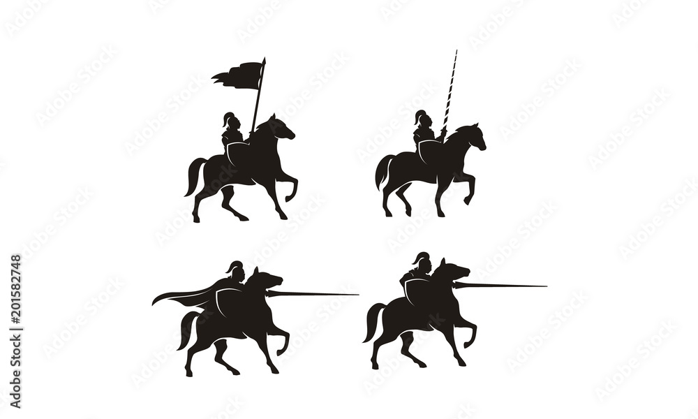 Armor Horseback Knight Silhouette, Battle War Horse Warrior Medieval ...