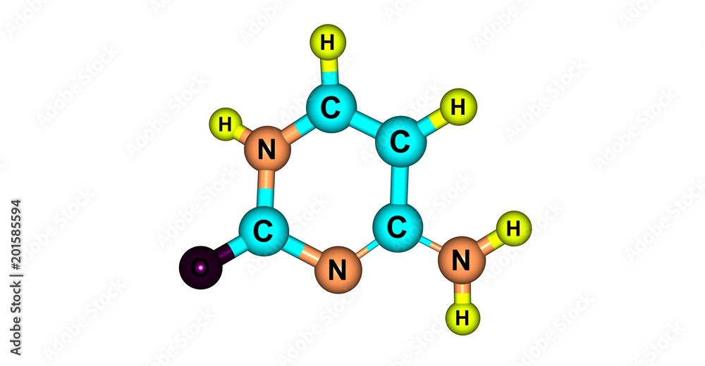 Cytosine molecular structure isolated on white background Stock ...