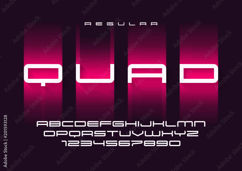 Vetor de Quad vector regular futuristic sports typeface, uppercase ...