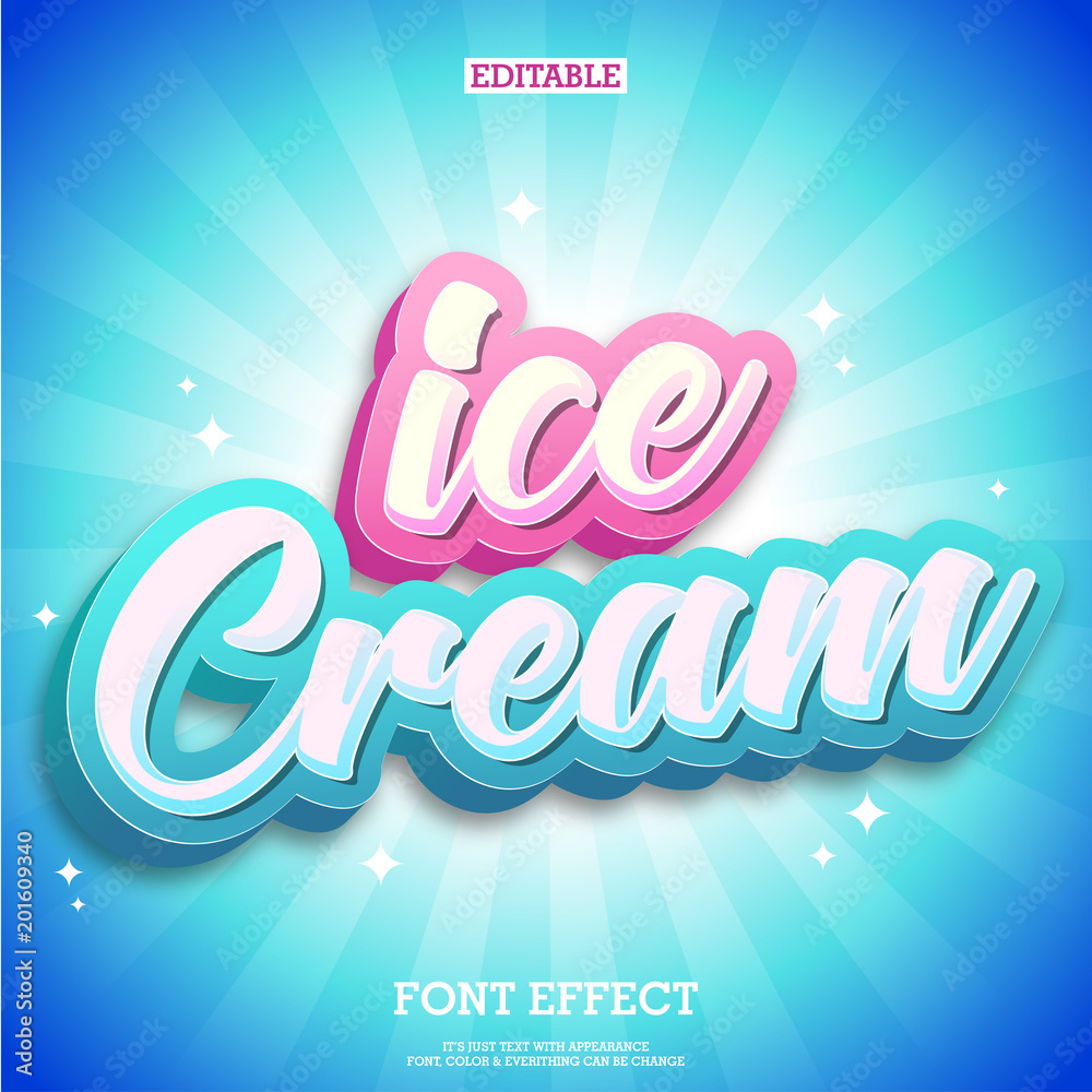 Ice Cream Text Logo & Tittle design With Clean Blue Background Stock ...