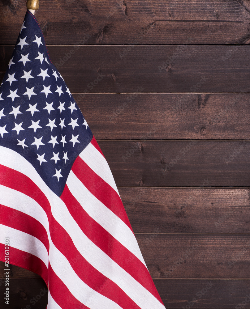 United States flag on a rustic wooden background with copy space Stock ...