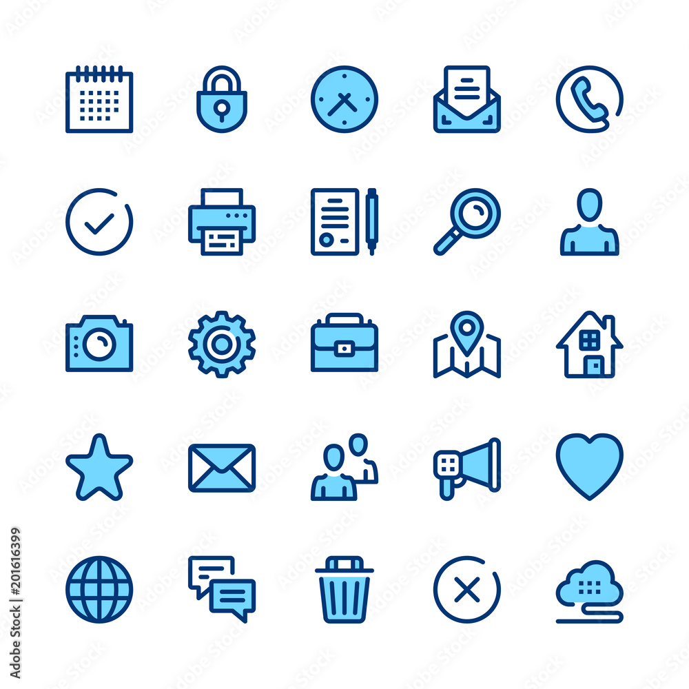 Basic line icons set. Modern graphic design concepts, simple symbols ...