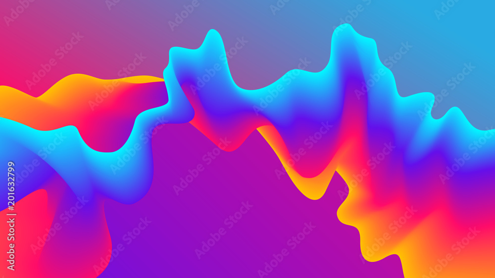 Abstract Gradient Wavy Background. Futuristic Paint Blend Effect. Fluid ...